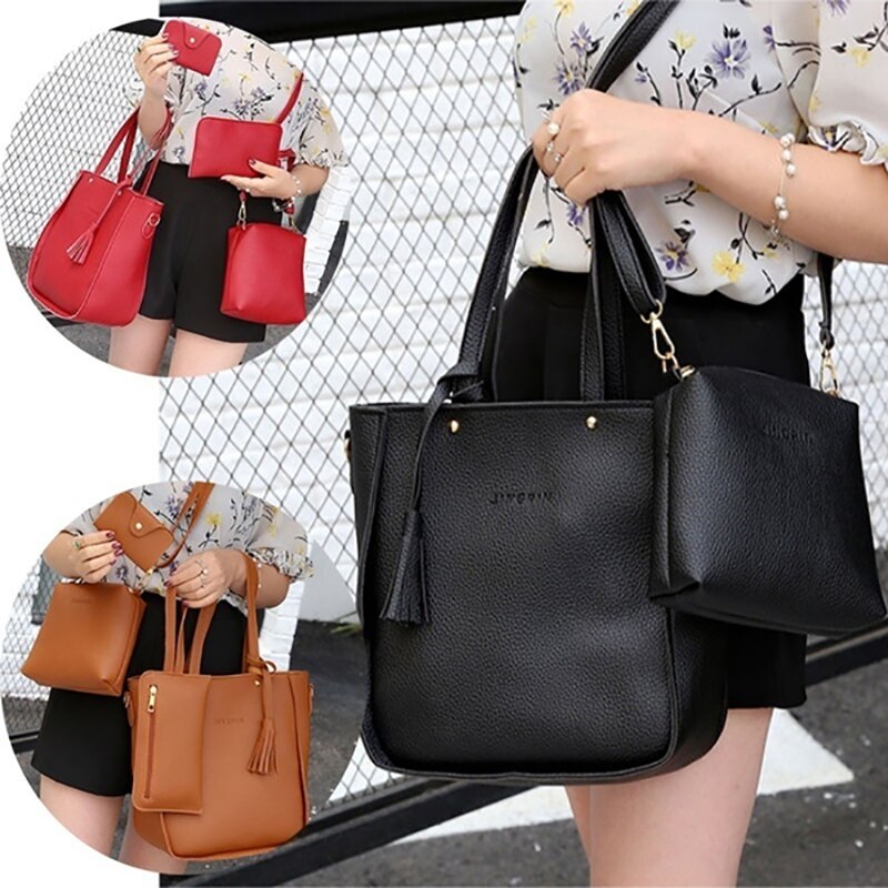 4pcs/set Ladies Leather Bag Set Polyester Shoulder... – Grandado