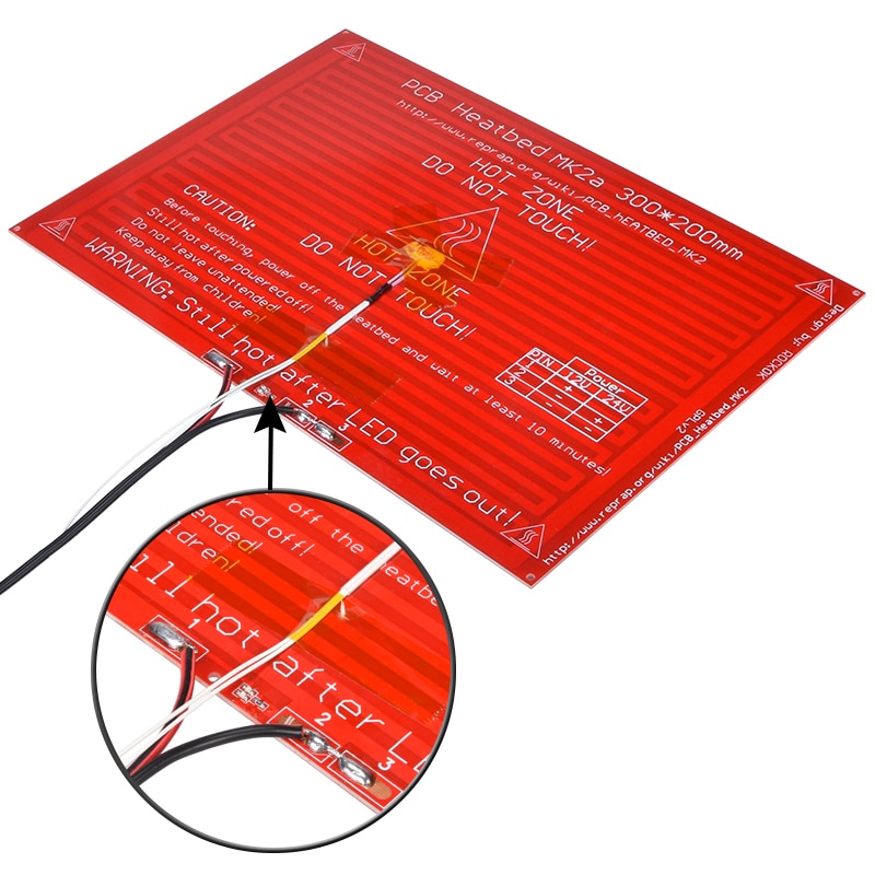 MK2A Heatbed 300*200*2.0 with led Resistor and cab... – Grandado