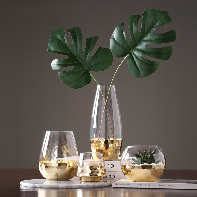 Nordic Gold Foil Art Vase Garden Hydroponics Glass... – Grandado