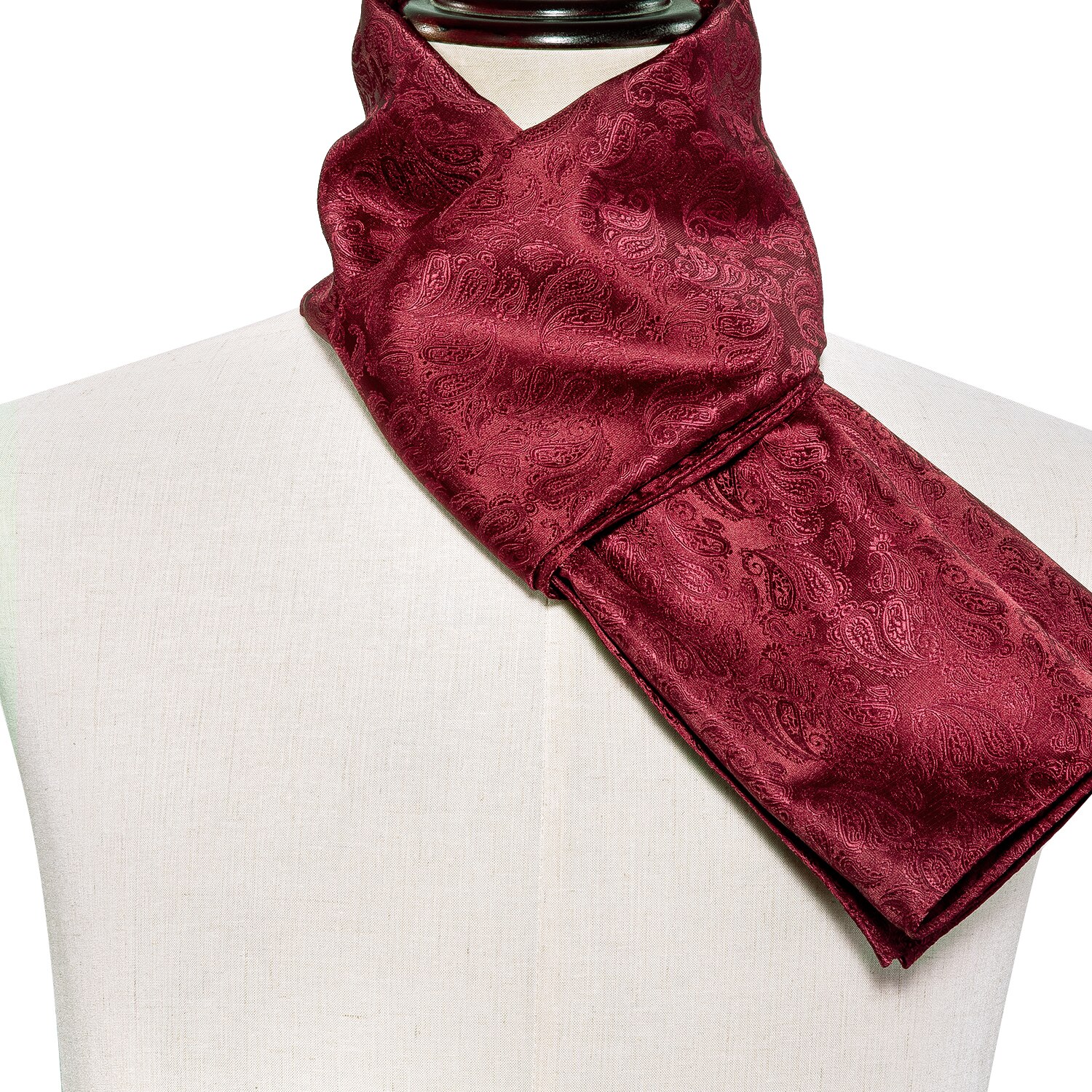Winter 160cm Long Men Red Paisley Silk Scarf Male ... – Grandado
