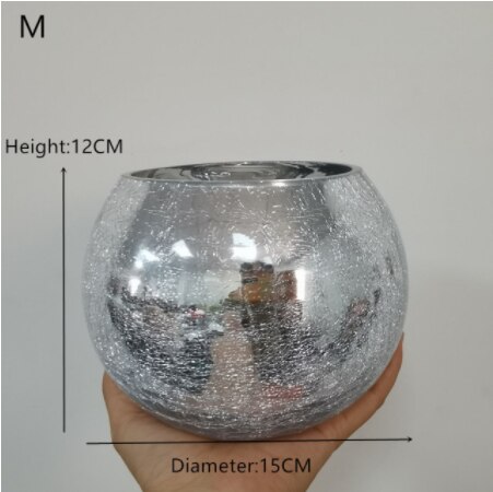 Light luxury plating silver glass vase flower colo... – Grandado