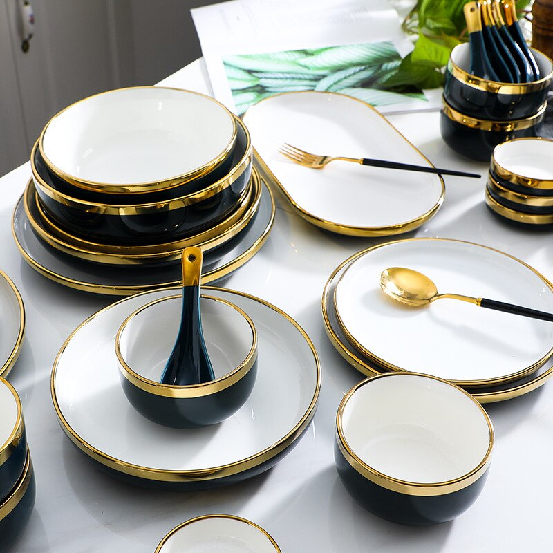 Light Nordic luxury gold ink ceramic tableware hou... – Grandado