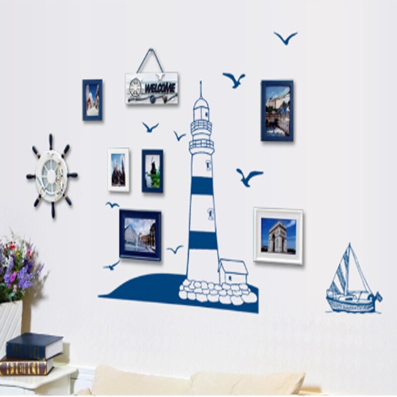 Mediterranean lighthouse Wall Sticker for Living r... – Grandado