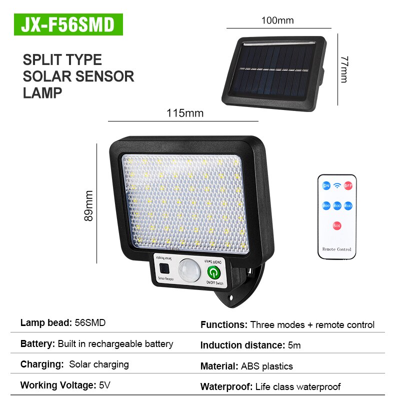 56 Led Solar Licht Menselijk Lichaam Sensor 72COB ... – Grandado