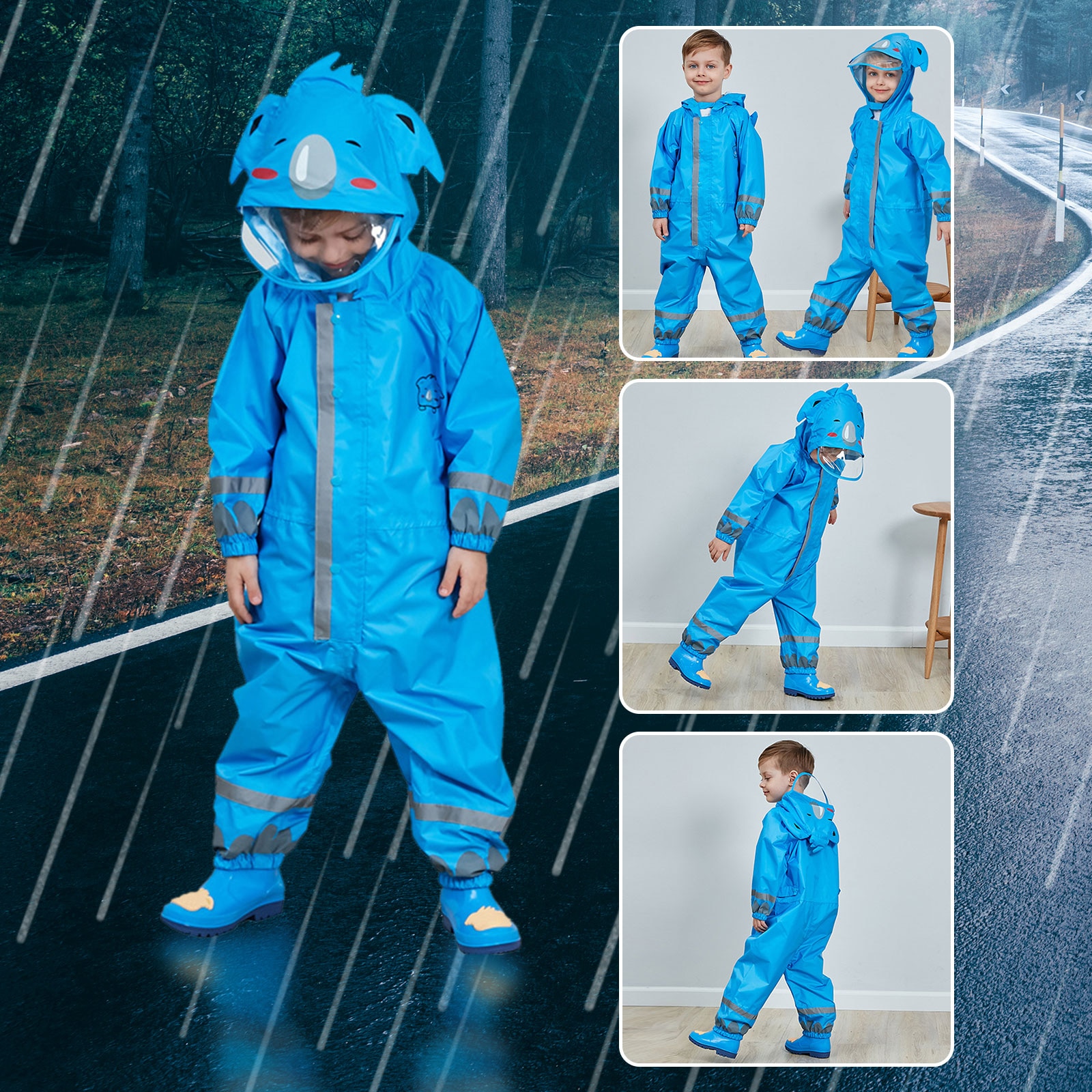 3-10Years Kids Cartoon Raincoat Outdoor Waterproof... – Grandado