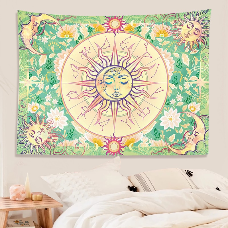 Burning Sun Tapestry Flower Vines Tapestries Vinta... – Grandado
