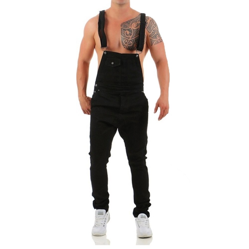 Mens Slim Fit Denim Overalls Suspender Trousers Bi... – Vicedeal
