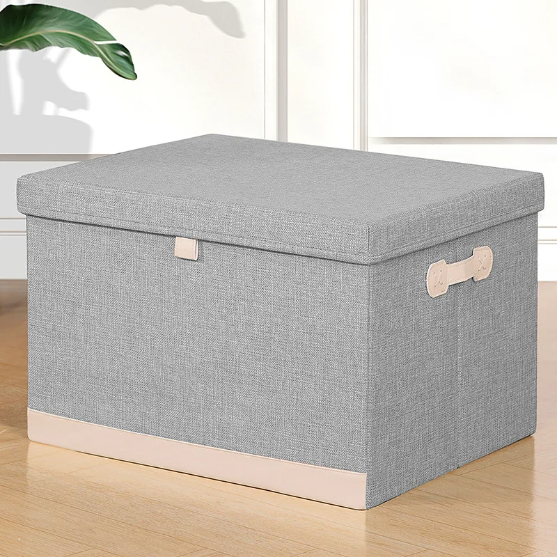 Cotton Linen Folding Storage Box with Lid Closet D... – Grandado