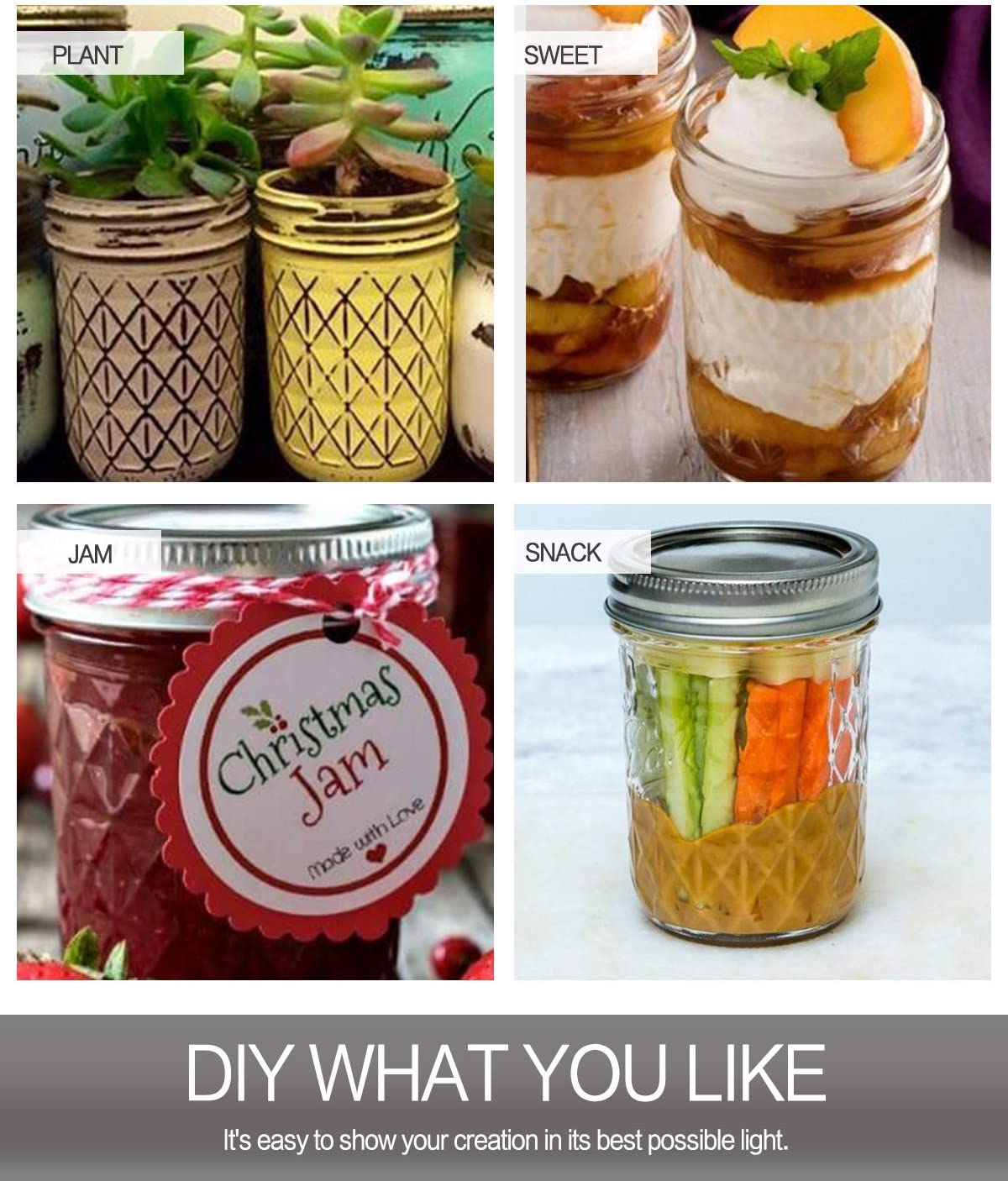 Glass Mason Jars Pot 8 OZ Canning Jars Jelly Jars ... – Grandado