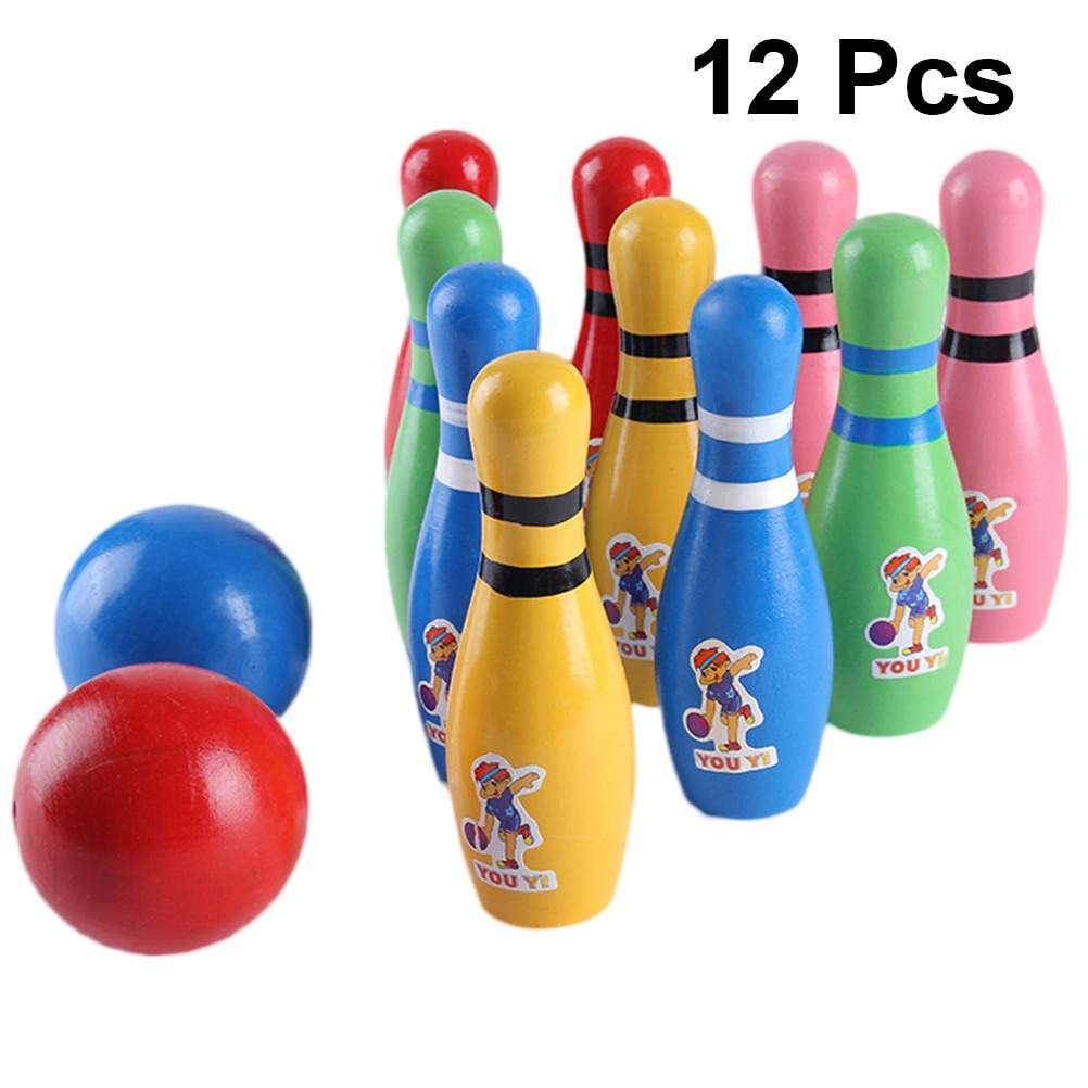 12 PCs Bowling Pins and Balls Big Size Safe Educat... – Vicedeal