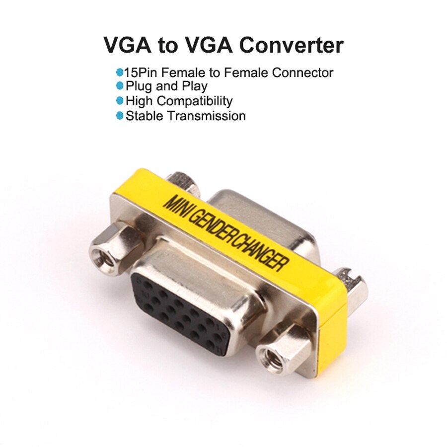 Adaptador convertidor VGA a VGA 15 Pin hembra a he... – Grandado