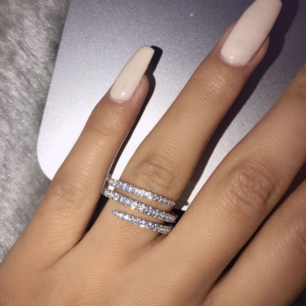 Women Simple Rhinestone Crystal Engagement Wedding... – Grandado