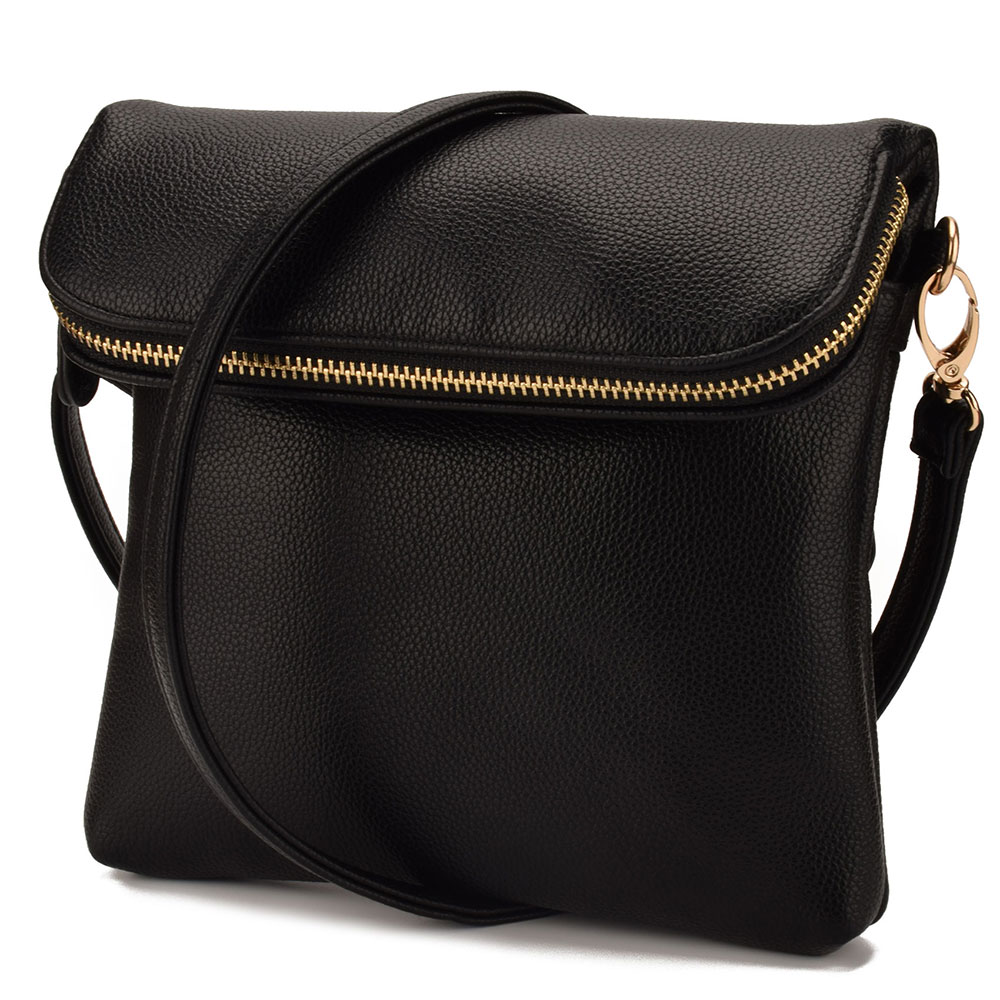 Fold Cover Women Crossbody bag purses Soft PU Leat... – Grandado