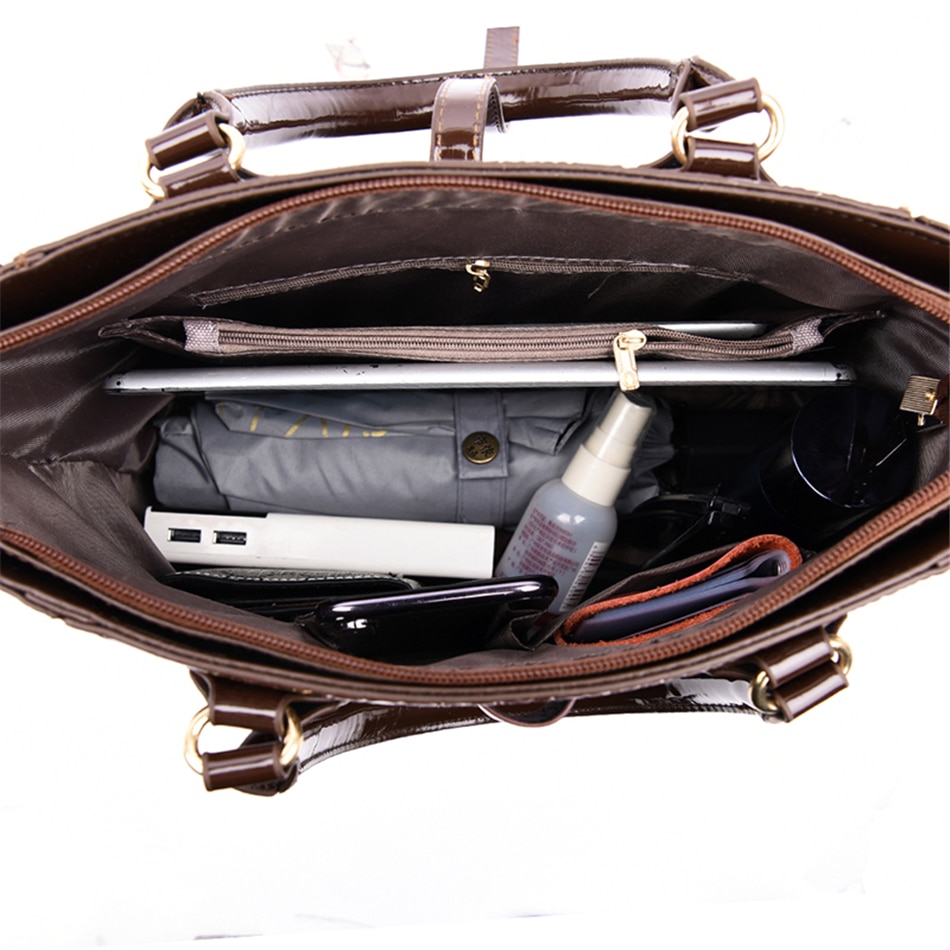 2 Set Patent Leather Ladies Hand Bags Purse luxury... – Grandado