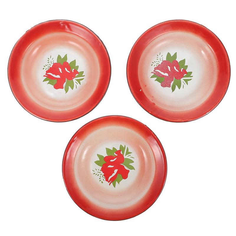3pcs Retro Enamel Plate Classic Round Fruit Plate ... – Grandado