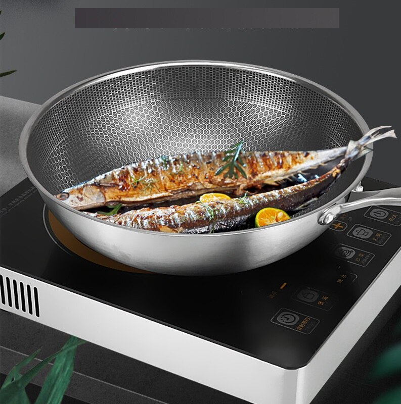 Honeycomb Handmade Stainless Steel Wok Set Nonstic... – Grandado
