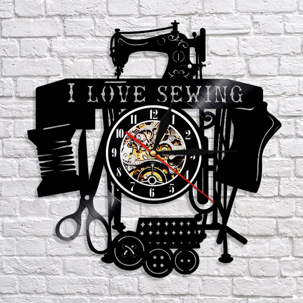 Vintage Sewing Machine Wall Clock I Love Quilting ... – Grandado