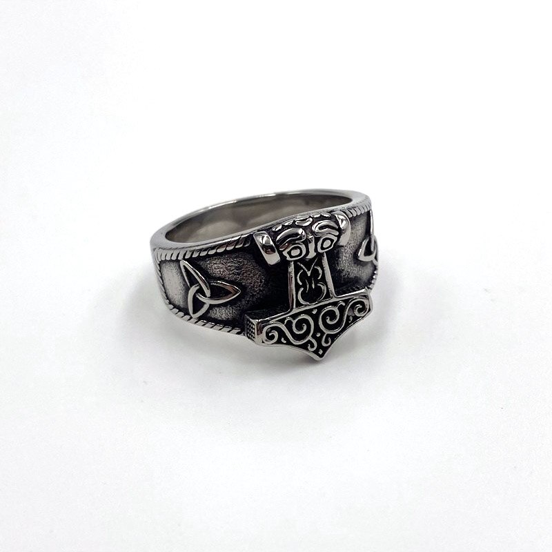 Thor Hammer Stainless Steel Ring Men's Celtic ... – Grandado
