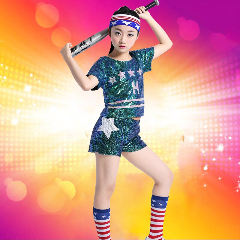 Kids Jazz Dance Costumes Sequin Suit Short Sleeve ... – Grandado