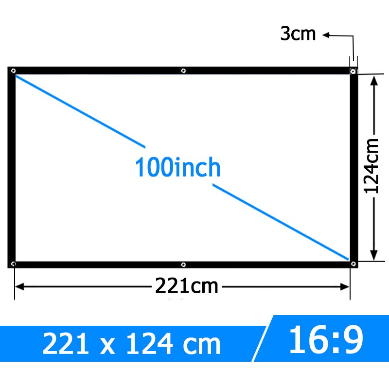 AUN 100 inch 16:9 Portable Projector Screen. White... – Grandado