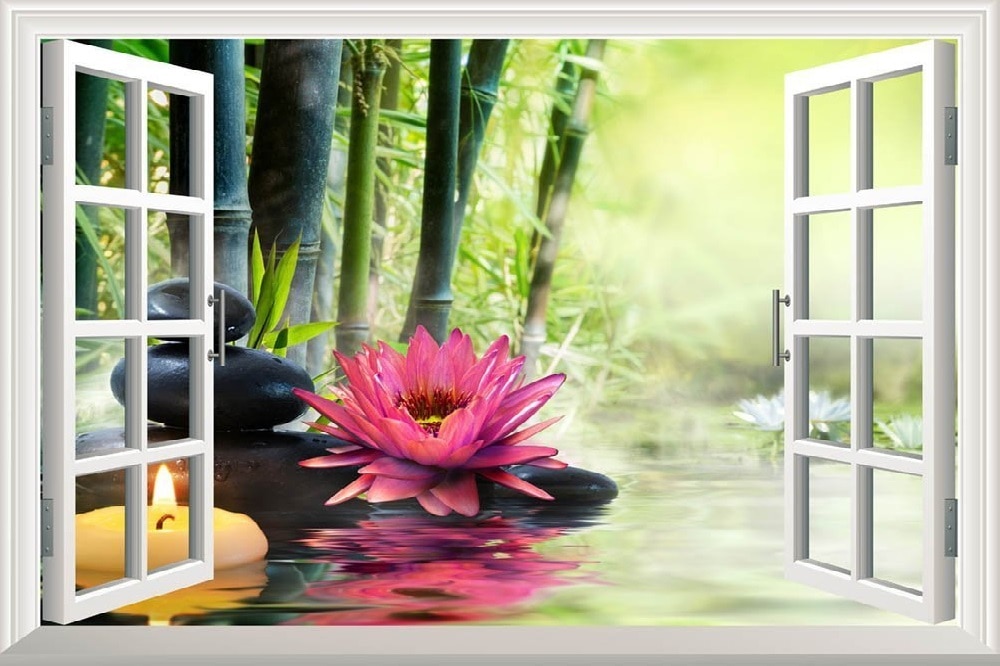 Window Stickers Zen Bamboo Flowers 3D Wall Decal A... – Vicedeal