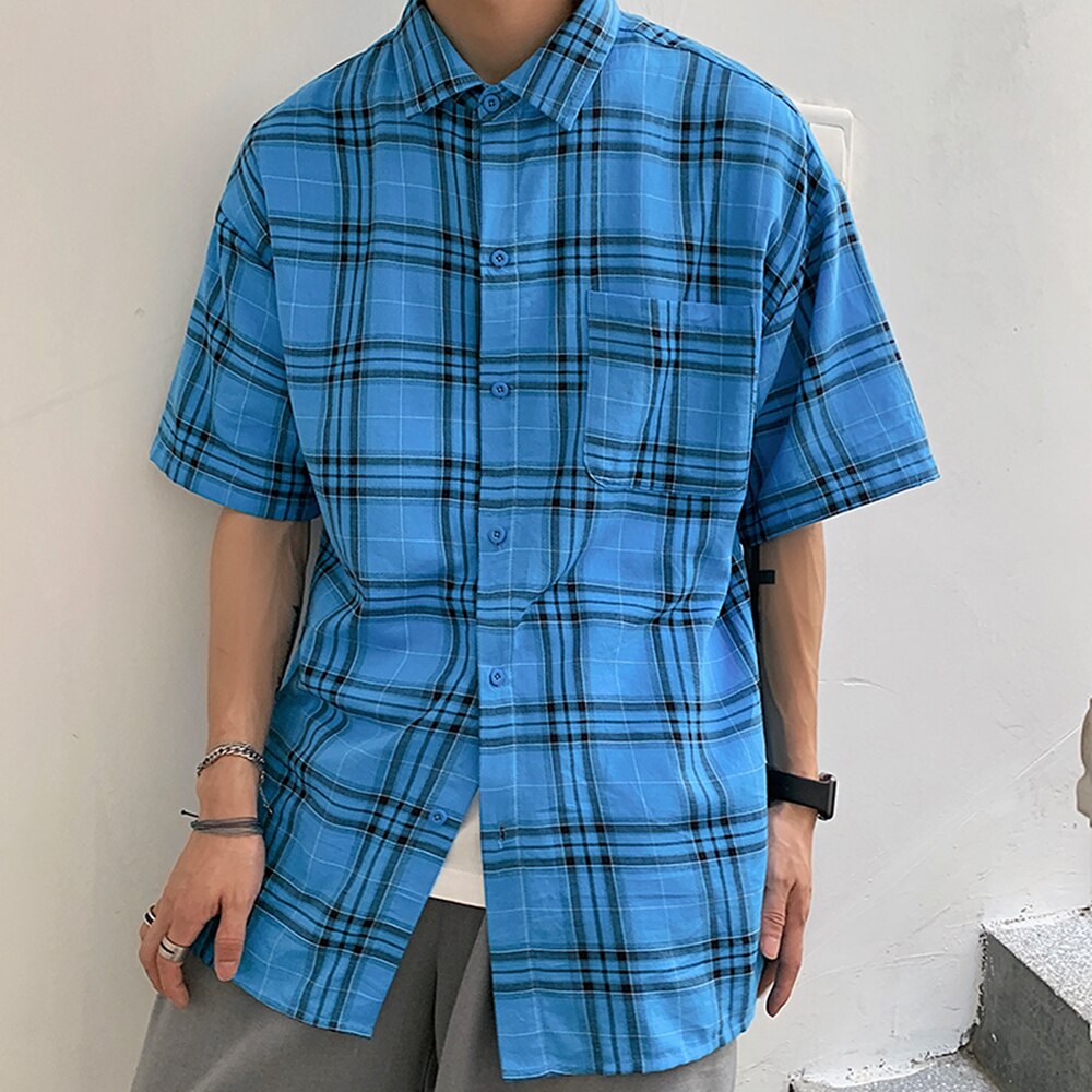 Dark Icon Plaid Shirt Men Preppy Style Men's Shirt... – Vicedeal