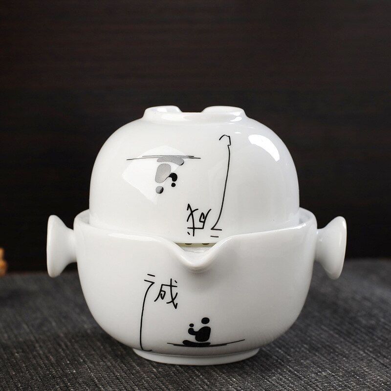 Chinese pattern ceramic travel tea set 1 cup+1 pot... – Vicedeal