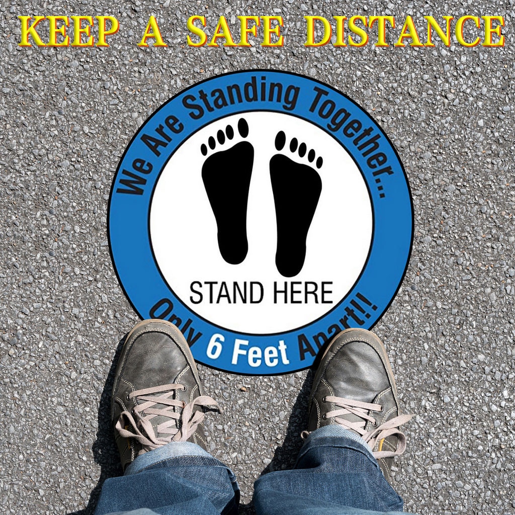 Ground Sign Tile Stickers Stand Here Keep 6ft In B... – Vicedeal