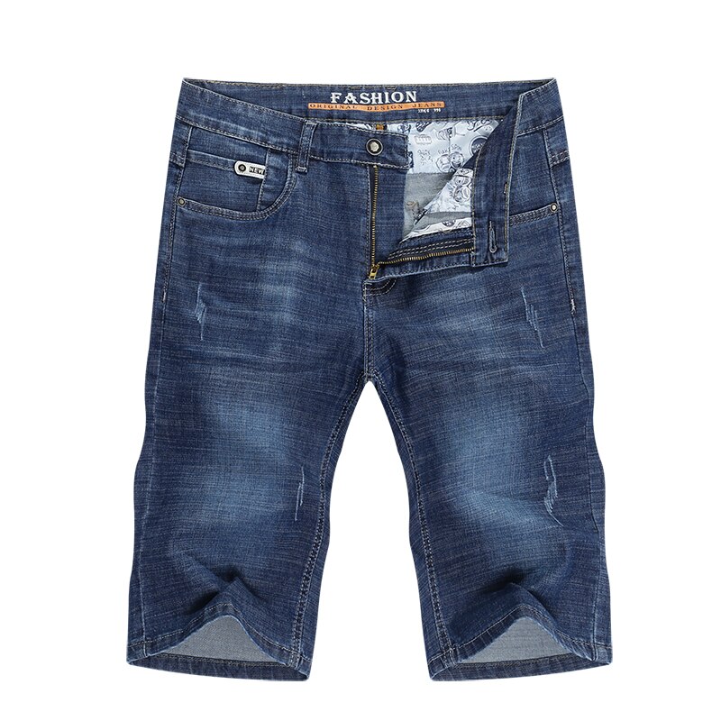 KSTUN-Jeans court coupe Slim pour hommes, bleu uni... – Grandado