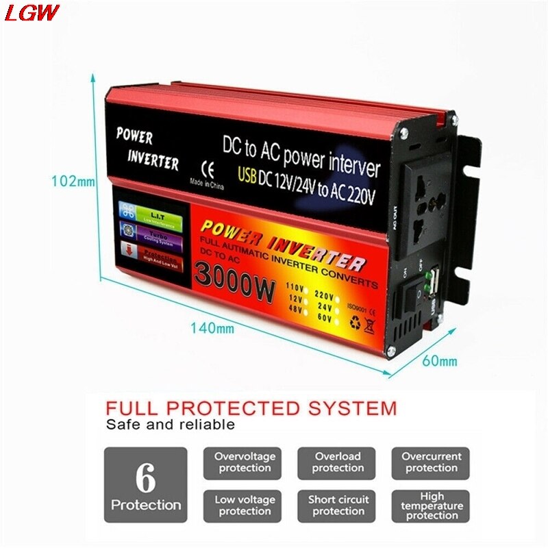 3000w-6000w potência de pico inversor solar dc48v/... – Grandado