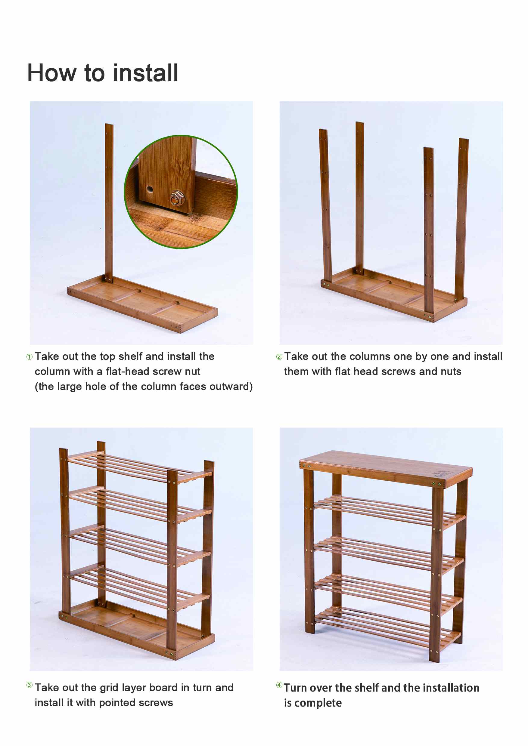 3 Layers Wooden Shoe Rack Entryway Space-saving Sh... – Grandado