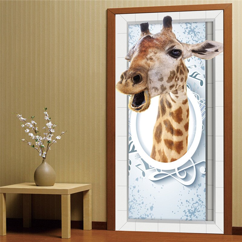 Brief Style Giraffe Head Door Sticker Peel and Sti... – Grandado