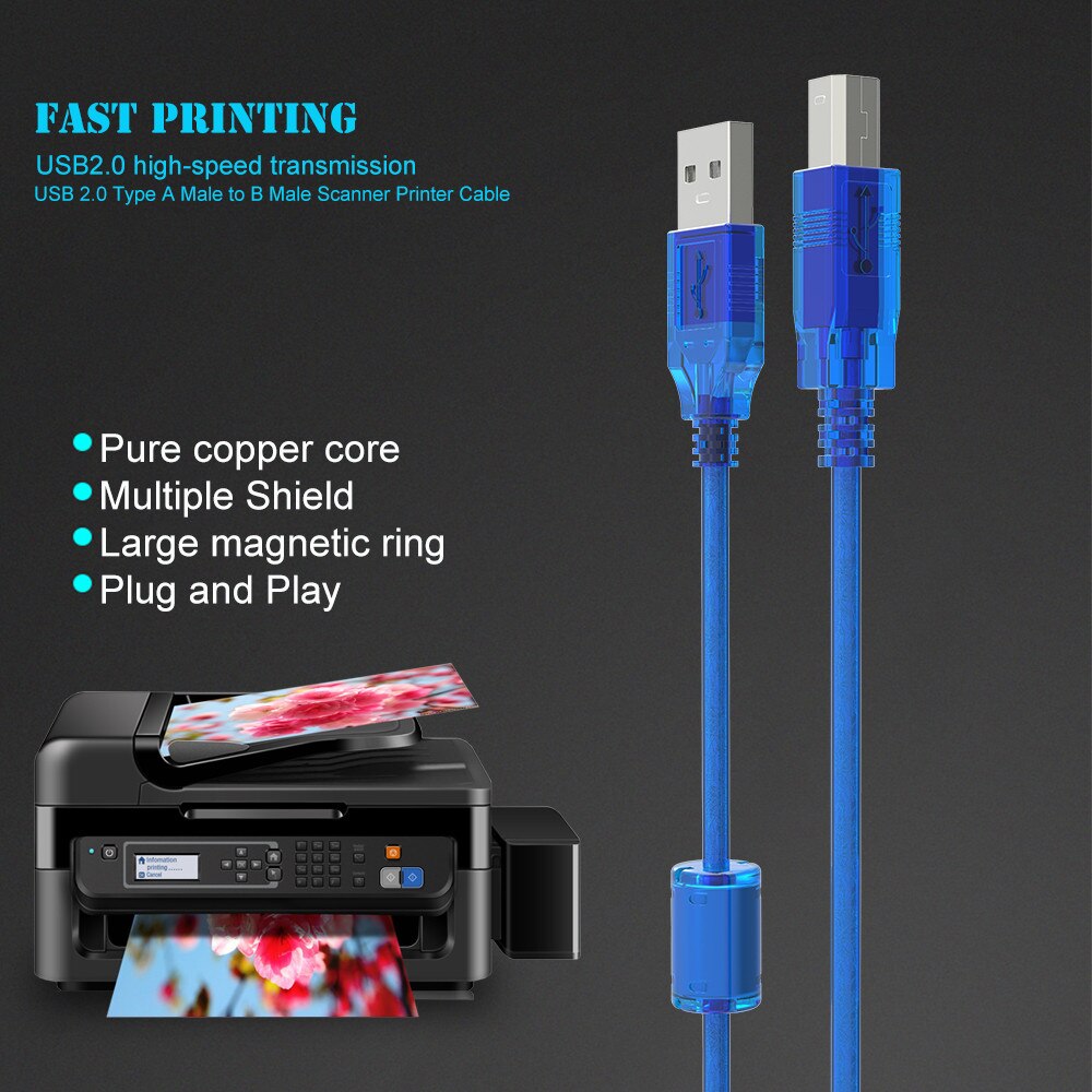 USB 2.0 Man Mannelijke Scanner Printer Kabel Sync ... – Vicedeal