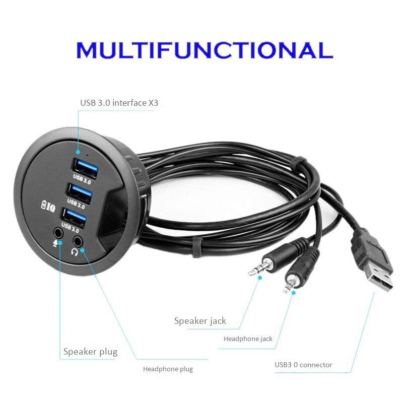 USB3.0 Hub Splitter with 3.5mm Audio Microphone Ph... – Grandado