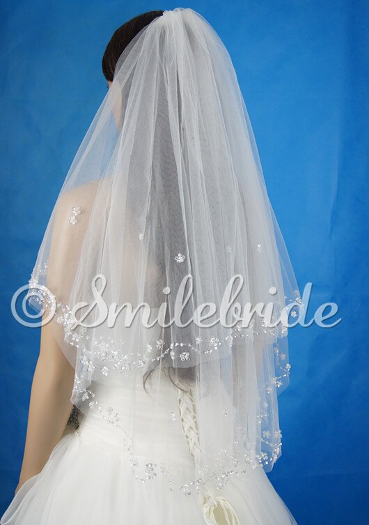 2 Layer Bridal Veil Elbow Length Wedding Veil with... – Vicedeal