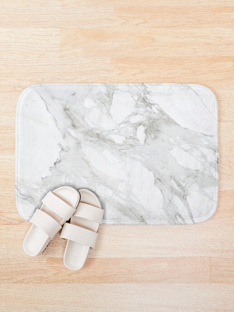 White Calacatta Marble Bath Mat 3d Pattern Print B... – Vicedeal