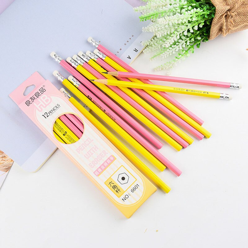 12pcs/box Macaron Wooden Graphite Pencil with Eras... – Vicedeal