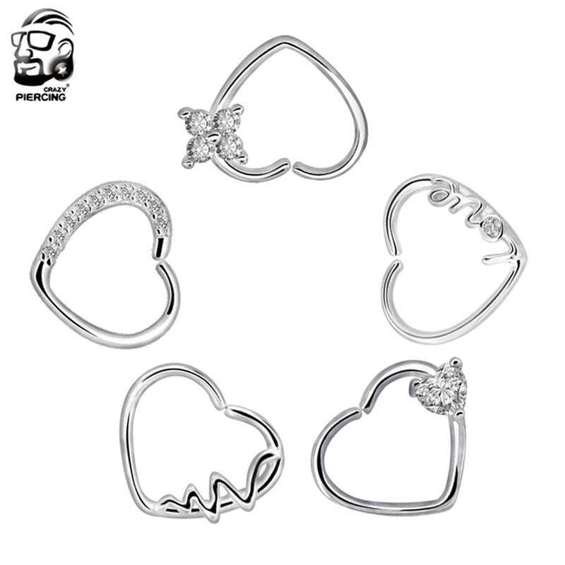 Punk Body Piercing Nose Cartilage Heart Right Clos... – Grandado
