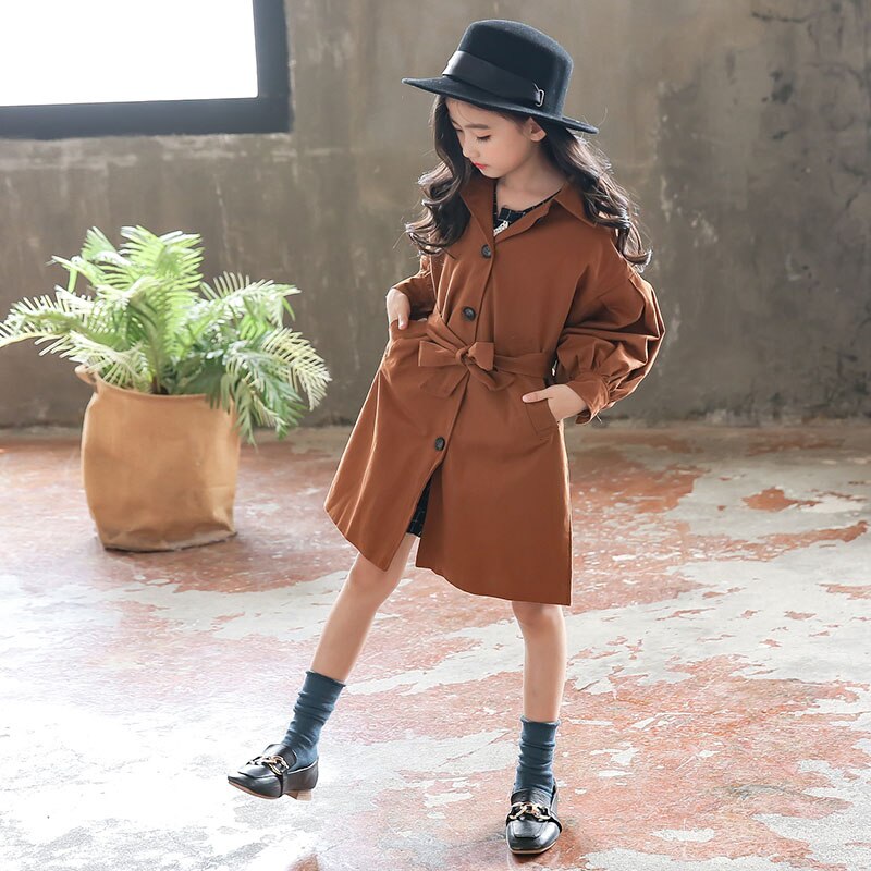Girls Windbreakers Autumn Solid Kids Outwears Engl... – Grandado