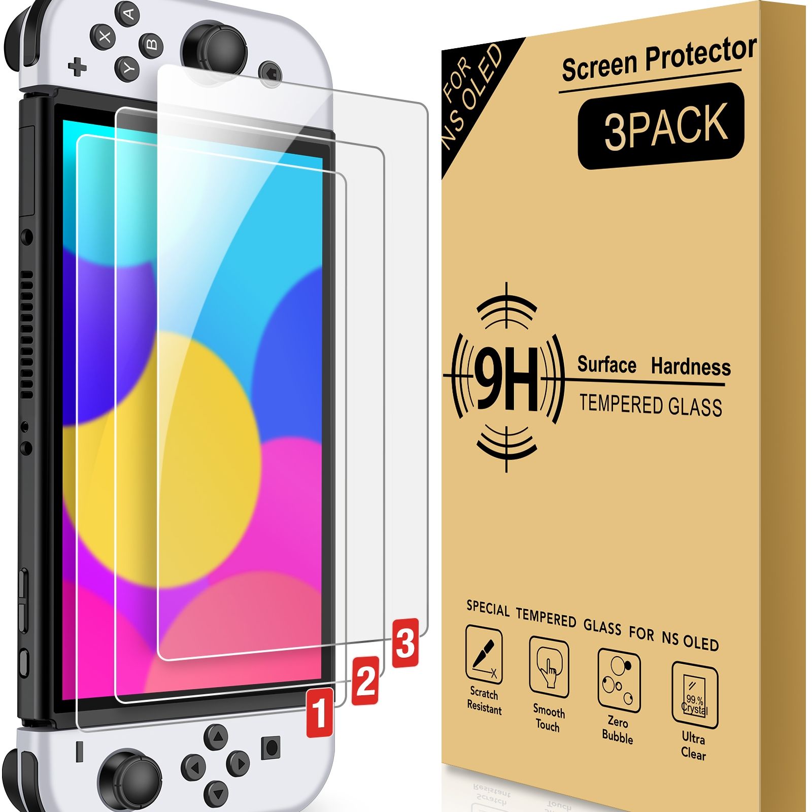 Beboncool 3 Pack Gehard Glas Schakelaar Screen Pro... – Vicedeal