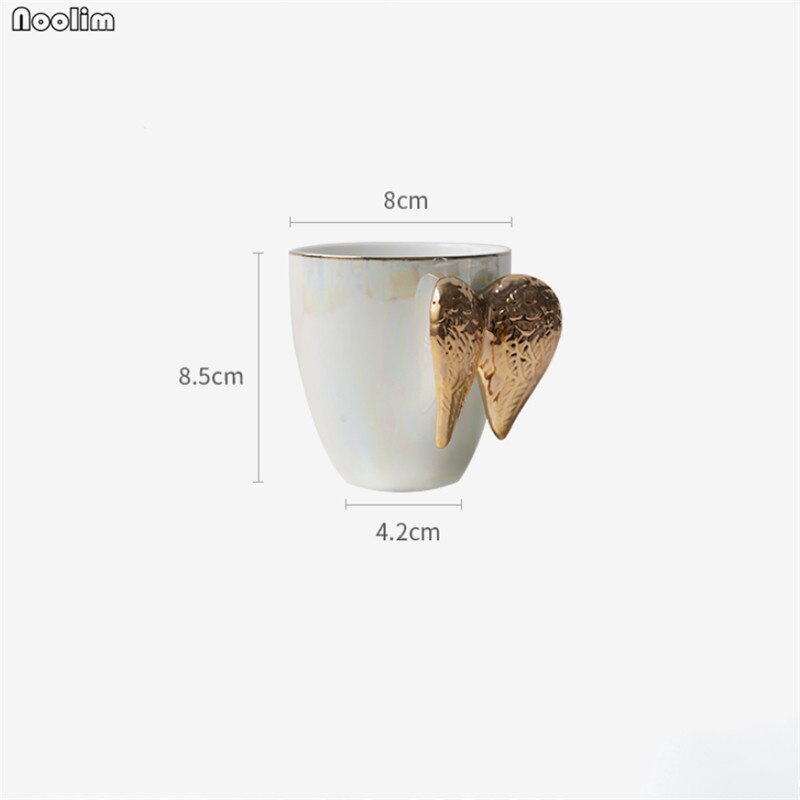 Nordic Ceramic Mug With Gold Angel Wings Handle Ho... – Vicedeal