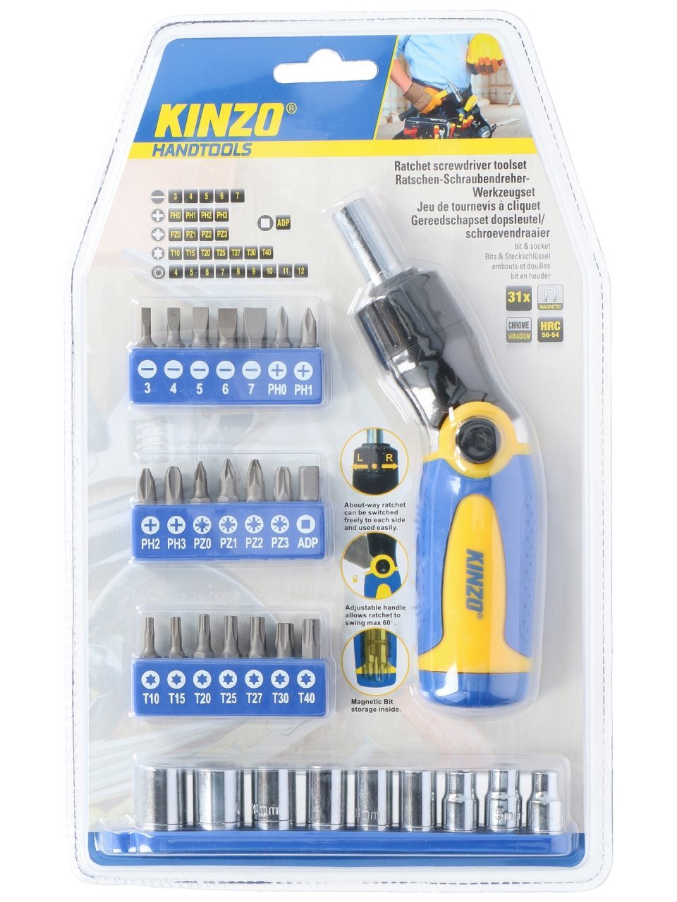 Jointed met puntige schroevendraaier set Kinzo – Grandado