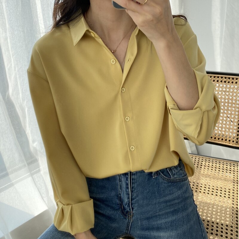 Blouse Womens Long Sleeve Turn-down Collar Shirt S... – Vicedeal