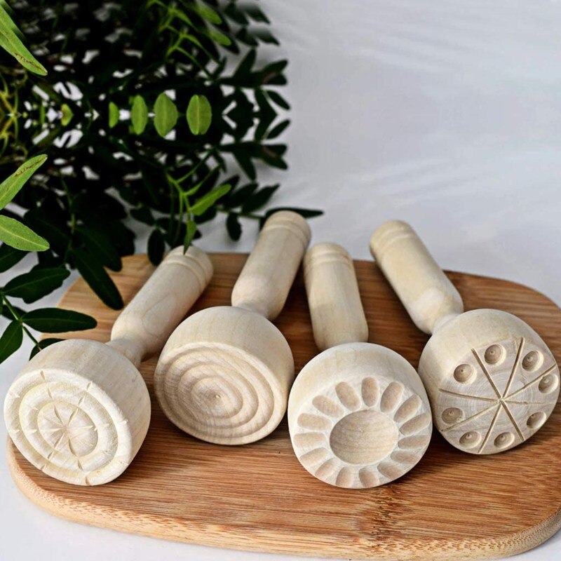 Wooden Clay Stamp Set, Wooden Playdough Stamps, Wo... – Grandado