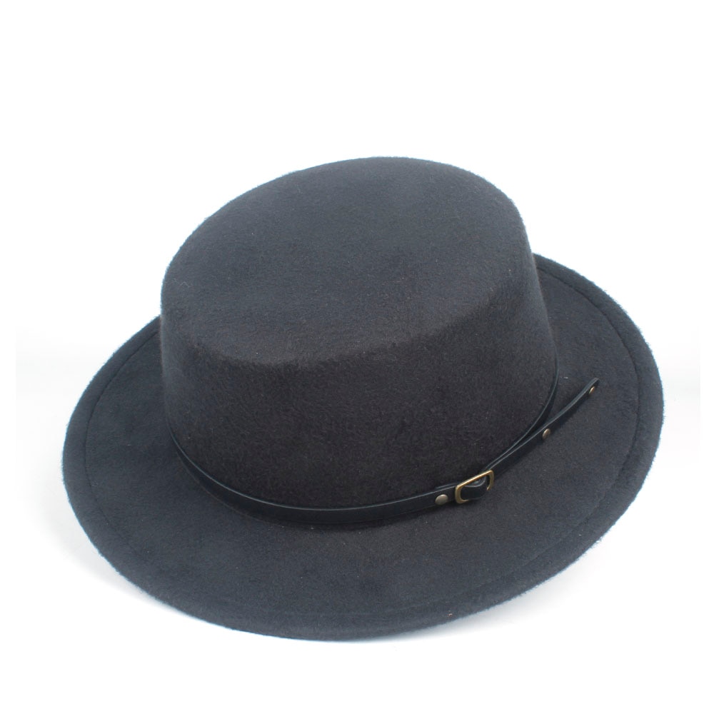 Men Women Flat Top Hat Winter Casual Hat Wool Tril... – Vicedeal