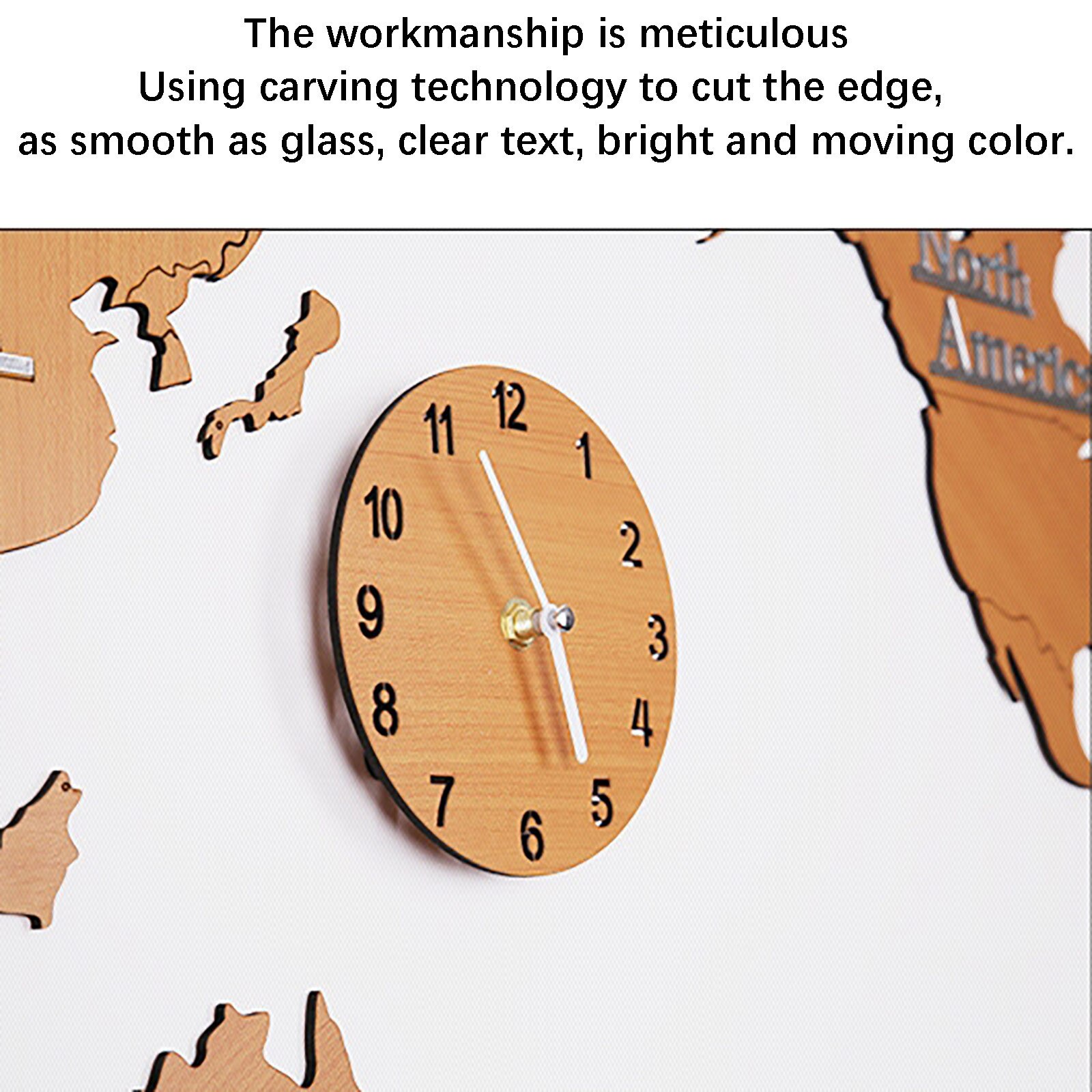 * World Diy Wall Clock 3d Map Surface Sticker Home... – Grandado