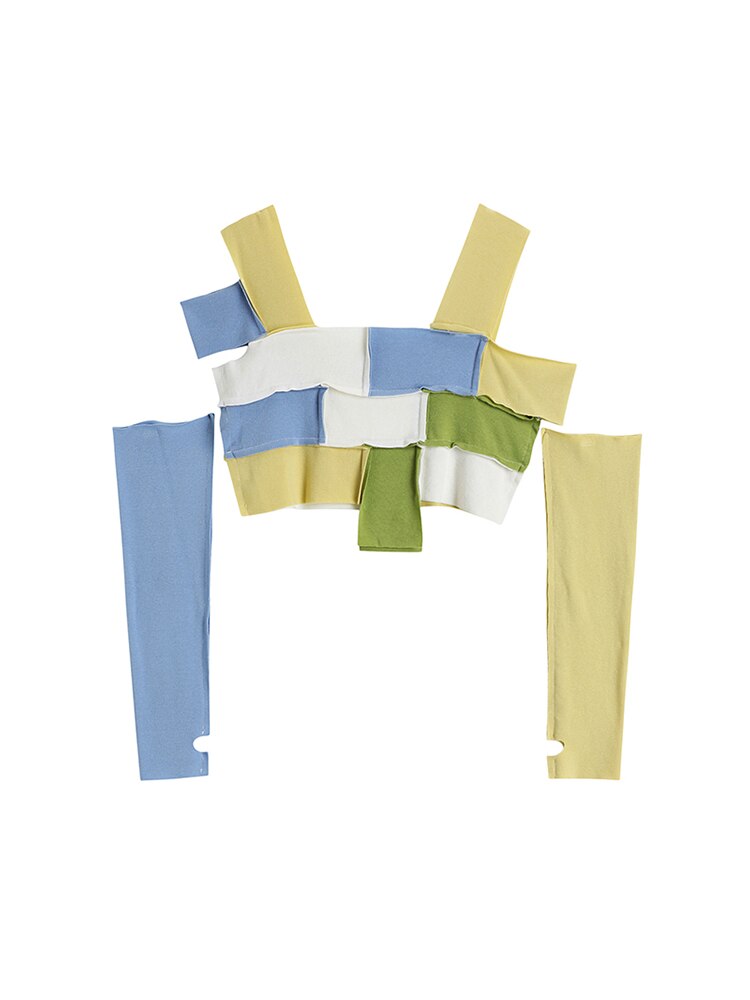 Streetwear Blauw & Geel Patchwork Dambord Hemd... – Vicedeal