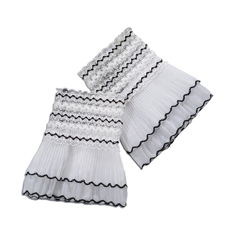 Women Ruffled Lace Layered Horn Cuffs Stretch Brac... – Grandado