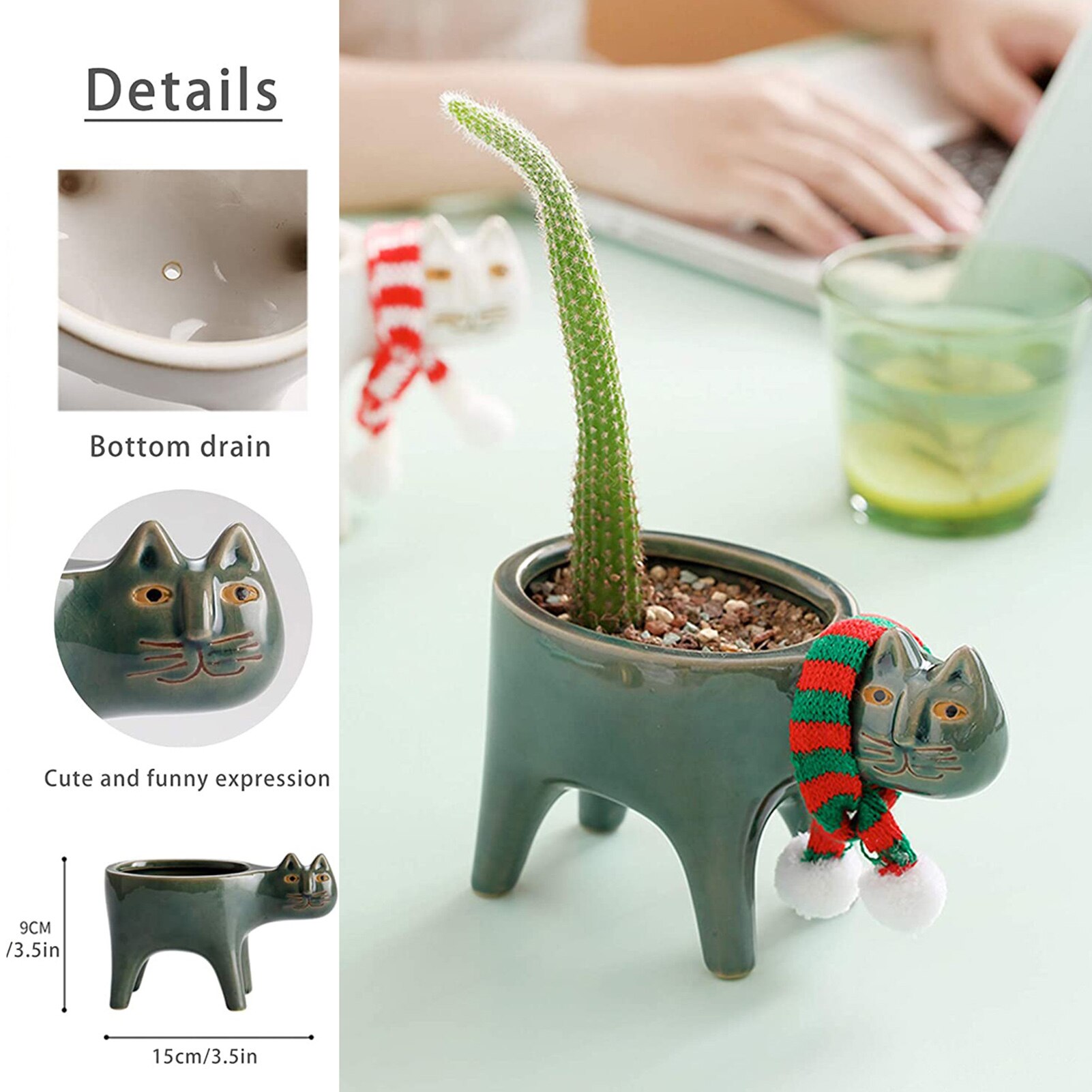 Cartoons Cat Flowerpot Animal Ceramic Flowerpot Cu... – Grandado