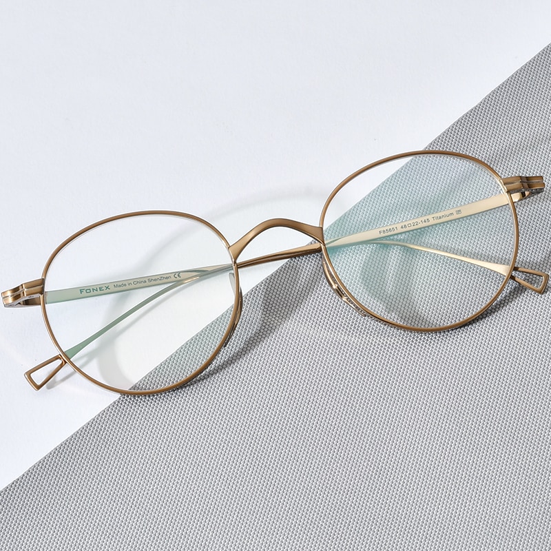 FONEX Pure Titanium Glasses Frame Men Retro Round ... – Vicedeal